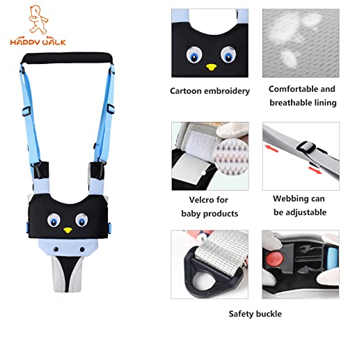 Handheld Baby Walking Harness Kids Walking Learning Helper for Boys Girls Adjustable Baby Walker Safety Harness Assistant Belt for Toddler Infant Child 7-24 Month (Black-Penguin)