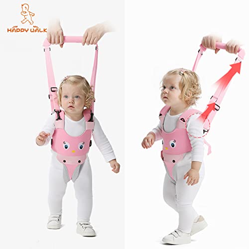 Handheld Baby Walking Harness Kids Walking Learning Helper for Boys Girls Adjustable Baby Walker Safety Harness Assistant Belt for Toddler Infant Child 7-24 Month (Pink-Chicken)