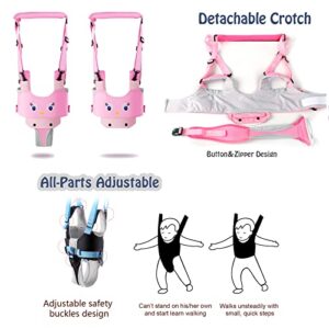 Handheld Baby Walking Harness Kids Walking Learning Helper for Boys Girls Adjustable Baby Walker Safety Harness Assistant Belt for Toddler Infant Child 7-24 Month (Pink-Chicken)