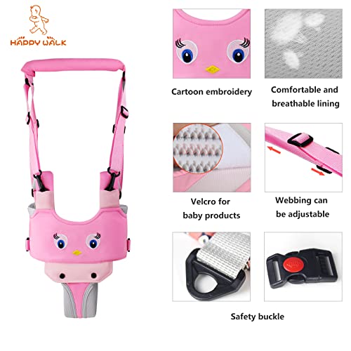 Handheld Baby Walking Harness Kids Walking Learning Helper for Boys Girls Adjustable Baby Walker Safety Harness Assistant Belt for Toddler Infant Child 7-24 Month (Pink-Chicken)