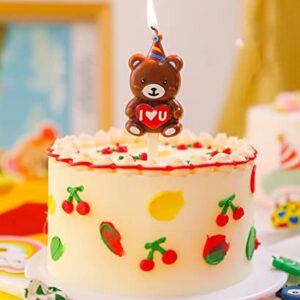 Cartoon Hug Bear Candle Set,Cute Mini Bear and I Love You Funny Baby Kids Children Happy Birthday Candles,Party Supplies,Cake Decoration