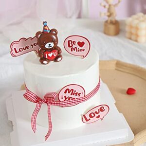 Cartoon Hug Bear Candle Set,Cute Mini Bear and I Love You Funny Baby Kids Children Happy Birthday Candles,Party Supplies,Cake Decoration