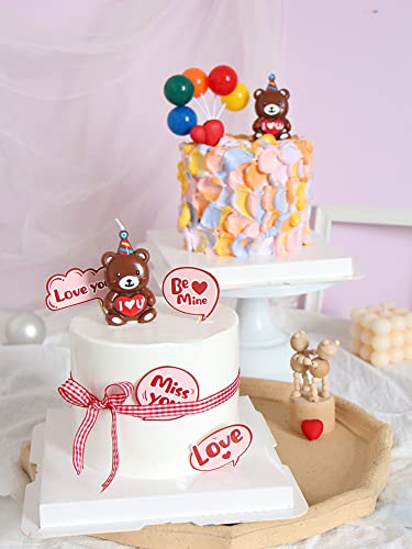 Cartoon Hug Bear Candle Set,Cute Mini Bear and I Love You Funny Baby Kids Children Happy Birthday Candles,Party Supplies,Cake Decoration