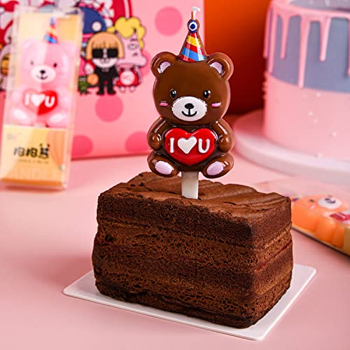 Cartoon Hug Bear Candle Set,Cute Mini Bear and I Love You Funny Baby Kids Children Happy Birthday Candles,Party Supplies,Cake Decoration