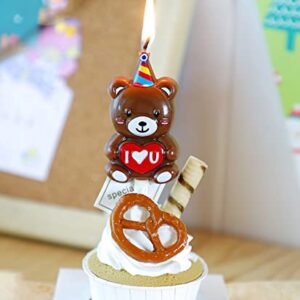 Cartoon Hug Bear Candle Set,Cute Mini Bear and I Love You Funny Baby Kids Children Happy Birthday Candles,Party Supplies,Cake Decoration