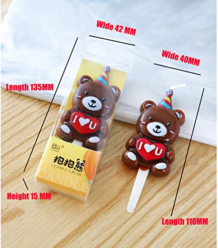 Cartoon Hug Bear Candle Set,Cute Mini Bear and I Love You Funny Baby Kids Children Happy Birthday Candles,Party Supplies,Cake Decoration