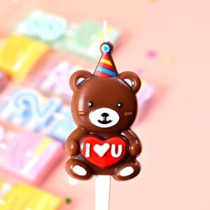 Cartoon Hug Bear Candle Set,Cute Mini Bear and I Love You Funny Baby Kids Children Happy Birthday Candles,Party Supplies,Cake Decoration