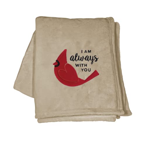 Enesco Izzy and Oliver Caring Cardinals Always with You Bereavement Plush Throw Blanket, 50 by 60 Inch, Beige