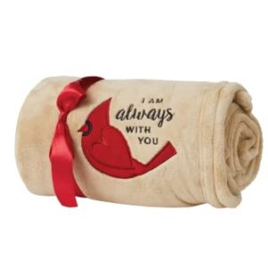 Enesco Izzy and Oliver Caring Cardinals Always with You Bereavement Plush Throw Blanket, 50 by 60 Inch, Beige