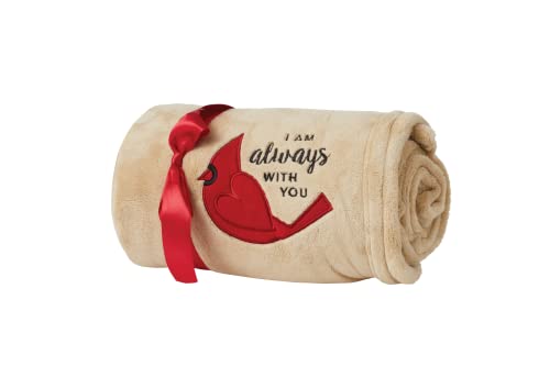 Enesco Izzy and Oliver Caring Cardinals Always with You Bereavement Plush Throw Blanket, 50 by 60 Inch, Beige