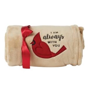 Enesco Izzy and Oliver Caring Cardinals Always with You Bereavement Plush Throw Blanket, 50 by 60 Inch, Beige