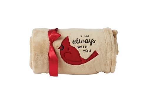 Enesco Izzy and Oliver Caring Cardinals Always with You Bereavement Plush Throw Blanket, 50 by 60 Inch, Beige