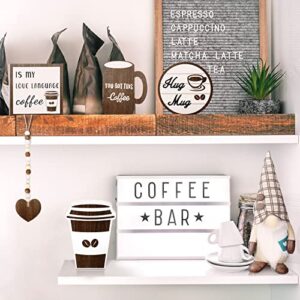 8 Pieces Coffee Tiered Tray Decor Coffee Bar Accessories Table Centerpiece Farmhouse Decorations Gnome Rustic Coffee Bar Wood Signs for Home Kitchen Coffee Station, Coffee Style (Coffee Style)