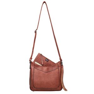 Concealed Carry Emery Crossbody with RFID Slim Wallet by Lady Conceal (Mahogany)