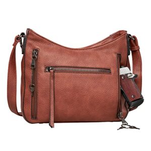 Concealed Carry Emery Crossbody with RFID Slim Wallet by Lady Conceal (Mahogany)