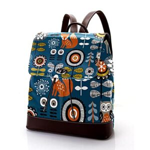 Cute Cartoon Animal Forest Fox Owls Tree Women Backpack Purse PU Leather Anti-theft Casual Shoulder Bag Fashion Ladies Satchel Bags