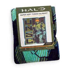 Halo UNSC Master Chief Micro Plush Fleece Throw Blanket | Plush Soft Polyester Cover For Sofa and Bed, Cozy Home Decor, Luxury Room Essential | Video Game Gifts For Adults, Teens | 50 x 60 Inches