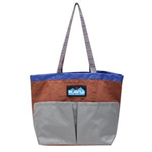 kavu twin falls tote shoulder strap canvas color block bag- sepia sky