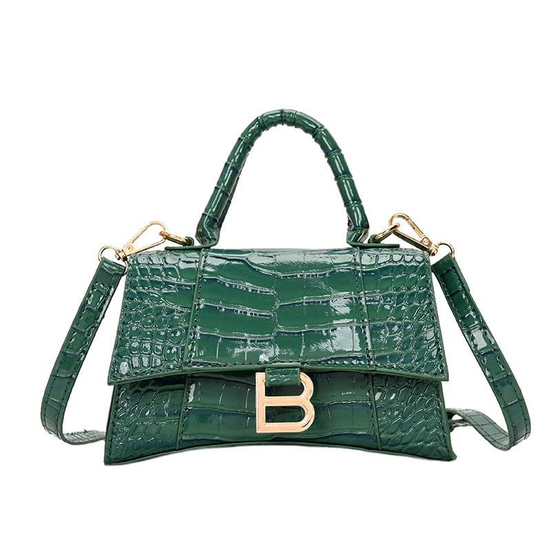 Hourglass Bag Women's Bag Casual Cool Shoulder Messenger Bag Small Black Square Bag (Green)