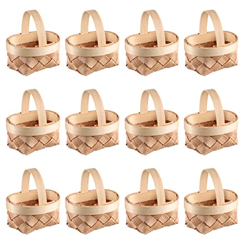 DOITOOL 24PCS Mini Woven Baskets with Handles for Party Favors Crafts Decor, Small Woven Baskets for Wedding Party Favor Farmhouse Decor