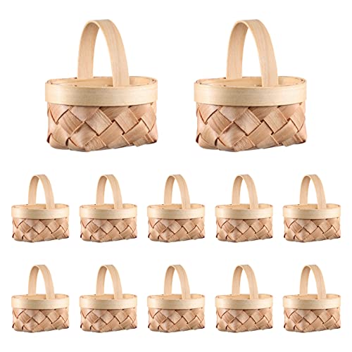 DOITOOL 24PCS Mini Woven Baskets with Handles for Party Favors Crafts Decor, Small Woven Baskets for Wedding Party Favor Farmhouse Decor