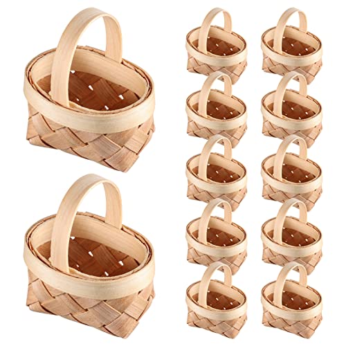 DOITOOL 24PCS Mini Woven Baskets with Handles for Party Favors Crafts Decor, Small Woven Baskets for Wedding Party Favor Farmhouse Decor