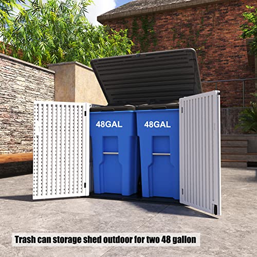 Mrosaa Resin Outdoor Storage Shed,38 cu.ft. Outdoor Storage Box Waterproof for Garden Tools,Patio Furniture,Trash Cans and Pool Toys, Customized Shelves &Lockable(Off White)