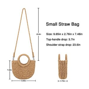 Youjaree Womens Small Straw Crossbody Handbag Handmade Woven Shoulder Bag Purse for Summer (Brown)