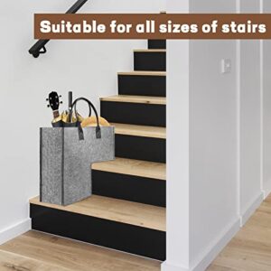 MODOWEY 2Pcs L-Shape Stair Basket Organizer, Foldable Fabric Staircase Storage Organizer with Faux Leather Handles, Large Stair Storage Organizer for Laundry, Toys, Household Items