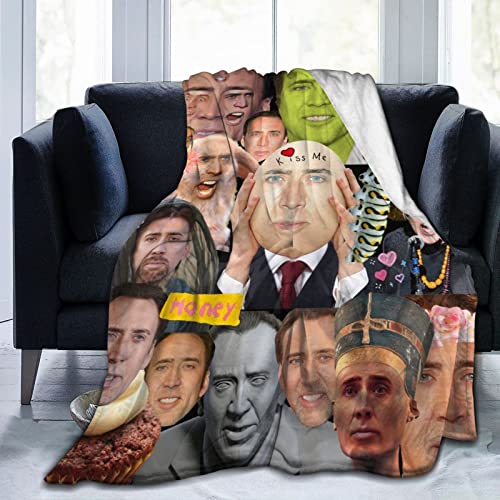 Blanket Nicolas Cage Soft and Comfortable Warm Fleece Blanket for Sofa,Office Bed car Camp Couch Cozy Plush Throw Blankets Beach Blankets