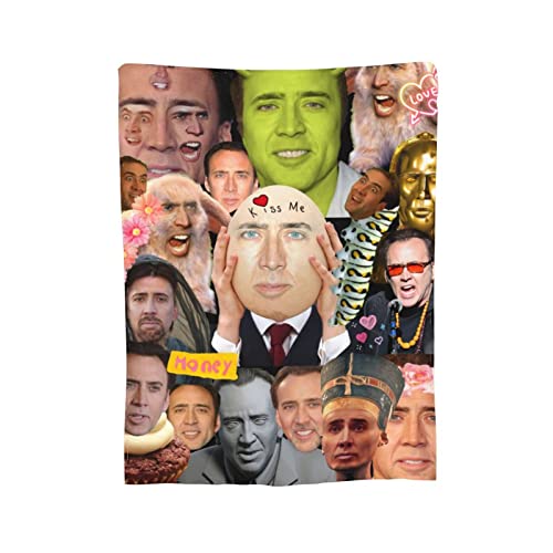 Blanket Nicolas Cage Soft and Comfortable Warm Fleece Blanket for Sofa,Office Bed car Camp Couch Cozy Plush Throw Blankets Beach Blankets