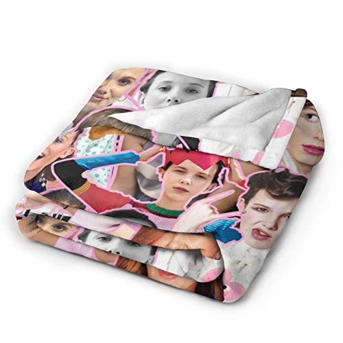 Blanket Millie Bobby Brown Soft and Comfortable Warm Fleece Blanket for Sofa,Office Bed car Camp Couch Cozy Plush Throw Blankets Beach Blankets