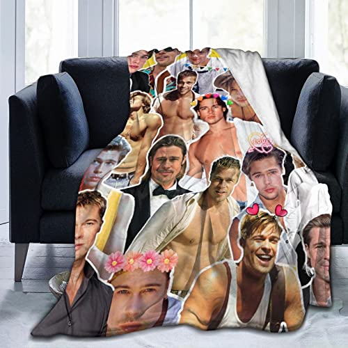 Blanket Brad Pitt Soft and Comfortable Warm Fleece Blanket for Sofa,Office Bed car Camp Couch Cozy Plush Throw Blankets Beach Blankets