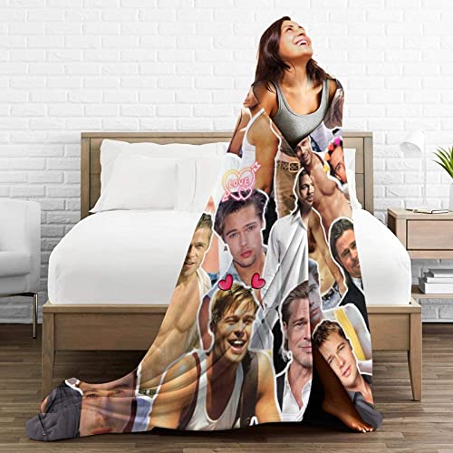 Blanket Brad Pitt Soft and Comfortable Warm Fleece Blanket for Sofa,Office Bed car Camp Couch Cozy Plush Throw Blankets Beach Blankets