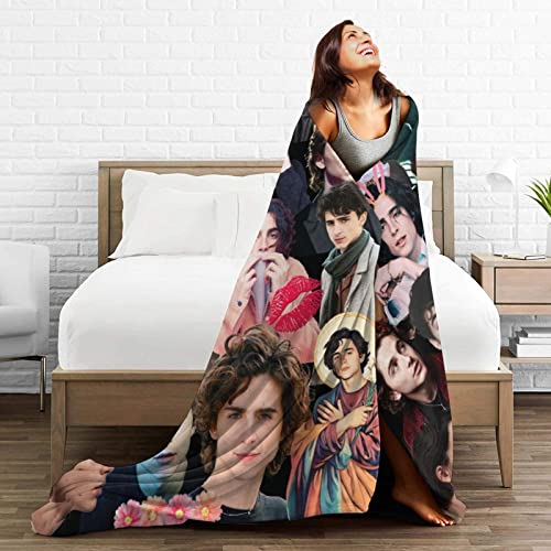 Blanket Timothee Chalamet Soft and Comfortable Warm Fleece Blanket for Sofa,Office Bed car Camp Couch Cozy Plush Throw Blankets Beach Blankets