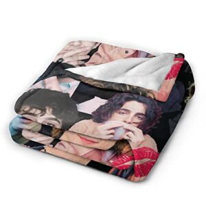 Blanket Timothee Chalamet Soft and Comfortable Warm Fleece Blanket for Sofa,Office Bed car Camp Couch Cozy Plush Throw Blankets Beach Blankets