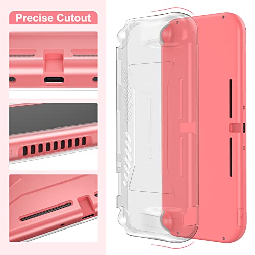 innoAura Switch Lite Case 15 in 1 Switch Lite Accessories Bundle with Switch Lite Carrying Case, Switch Game Case, Switch Lite Screen Protector, Switch Stand, Switch Thumb Grips (Coral)