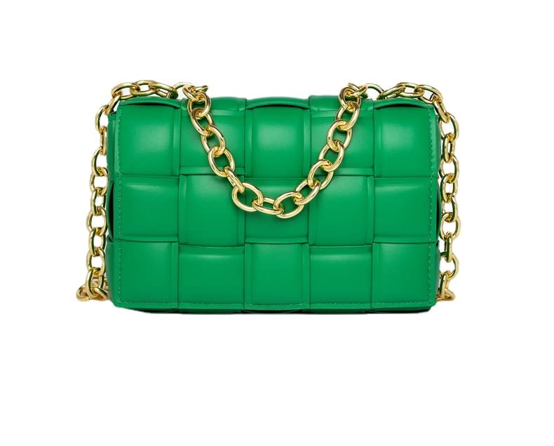 Chain Satchel Woven Pillow Bag Women's Bag Shoulder Bag (Green)