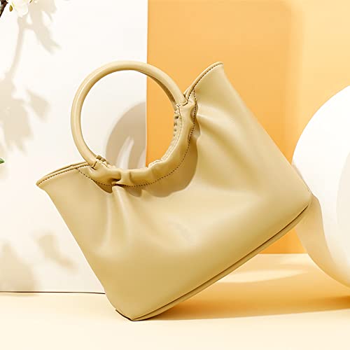 NVKIC Small Crossbody Bags for Women Soft PU Leather Cute Totes Trendy Retro Removable Strap Shoulder Handbag Mini Bucket Purse Yellow Color