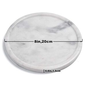 Moreast Natural Grey Marble Tray, Decorative Real Stone Round Tray, Genuine Marble Tray for Bathroom, Kitchen, Dresser, Vanity, Holding Jewelry, Perfume, Shampoo, 8"