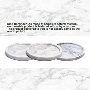 Moreast Natural Grey Marble Tray, Decorative Real Stone Round Tray, Genuine Marble Tray for Bathroom, Kitchen, Dresser, Vanity, Holding Jewelry, Perfume, Shampoo, 8"