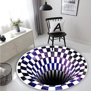 3d vortex area rugs blue purple galaxy starry optical illusion round carpet soft floor mat for kids living room bedroom non-slip 80x80cm