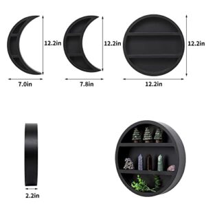 JCLD&YO9 Moon Phase Shelf Set Black Moon Shelf Crescent Floating Shelves,Bed Sofa Wall Decor Storage Rack,Office Decorative 5 Pieces Gift