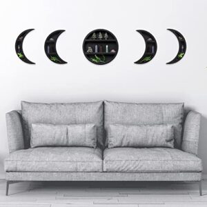 JCLD&YO9 Moon Phase Shelf Set Black Moon Shelf Crescent Floating Shelves,Bed Sofa Wall Decor Storage Rack,Office Decorative 5 Pieces Gift