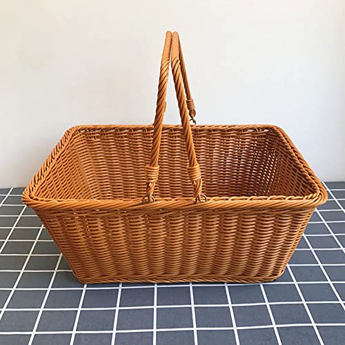 Wicker storage basket,Storage Container, Storage Bins Rectangular Basket,Arts and Crafts.Brown 16"