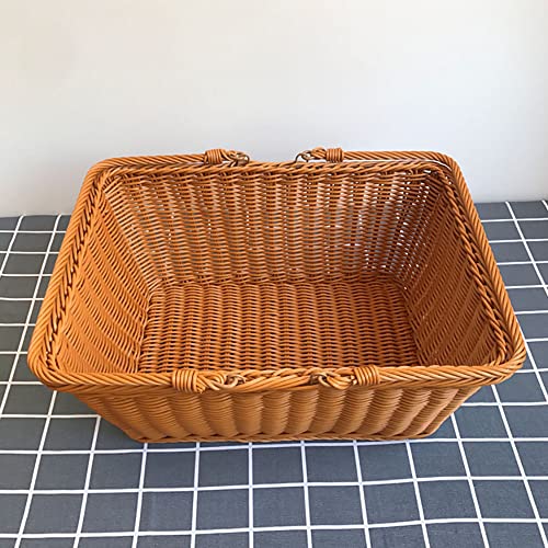 Wicker storage basket,Storage Container, Storage Bins Rectangular Basket,Arts and Crafts.Brown 16"