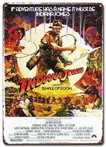 indiana jones and the temple of doom 80s classic movie posters vintage iron tin signs retro metal signs metal plaques prints canvas artwork wall art bedroom house home living room decor 8×12 inch