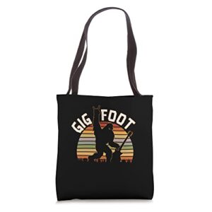 gig-foot, guitarist sasquatch musician bigfoot tote bag