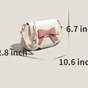 PU Leather Crossbody Bags Women Bow Flap Shoulder Bags Fashion Designer Wallets Clutches Handbags Cross Shoulder Bag Satchel (pink,one size,womens)