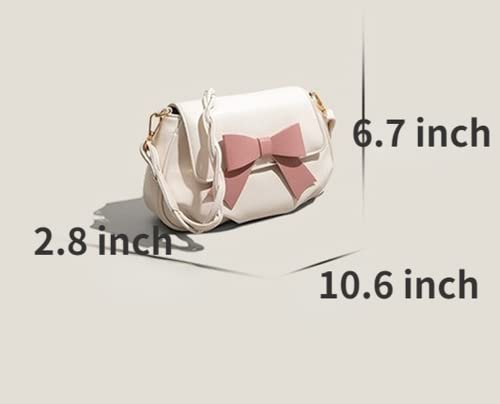 PU Leather Crossbody Bags Women Bow Flap Shoulder Bags Fashion Designer Wallets Clutches Handbags Cross Shoulder Bag Satchel (pink,one size,womens)